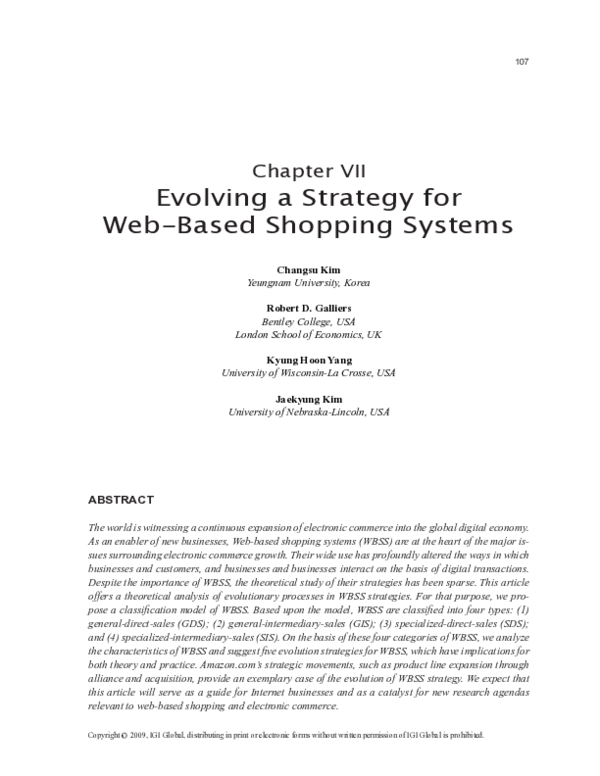 (PDF) Evolving a Strategy for Web-Based Shopping Systems