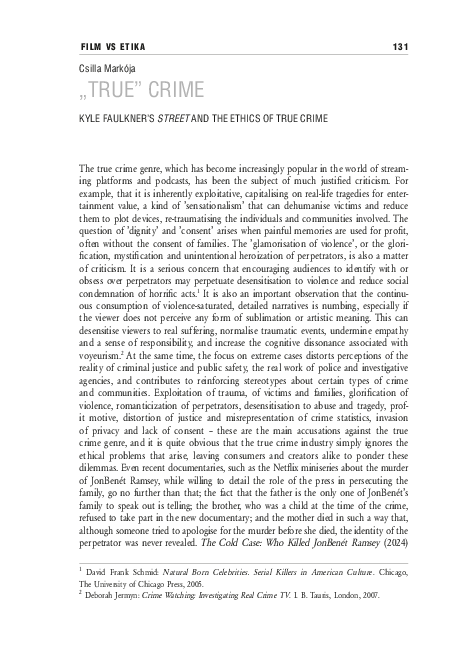 (PDF) "True" crime --- Kyle Faulkner's 'Street' and the ethics of true ...