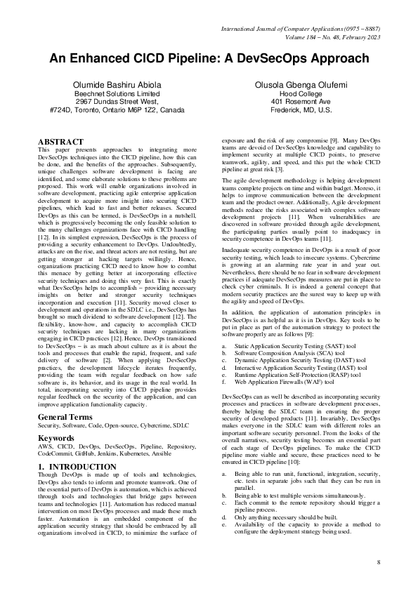 (PDF) Integrating DevSecOps into CICD Pipelines