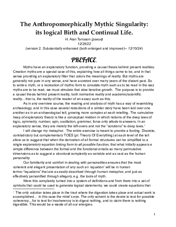 (PDF) THE MYTHIC SINGULARITY (formerly 'The Anthropomorphically Mythic Singularity')