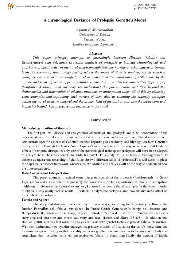 (PDF) A chronological Deviance of Prolepsis Genette's Model