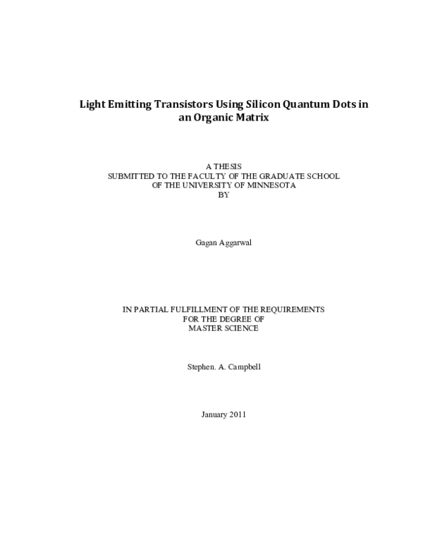 (PDF) Light emitting transistors using silicon quantum dots in an ...