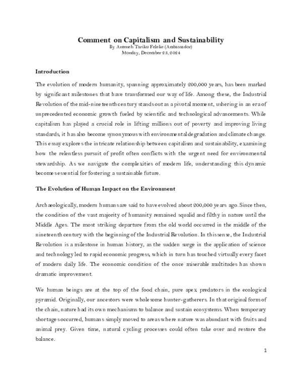 (PDF) Capitalism and Sustainability