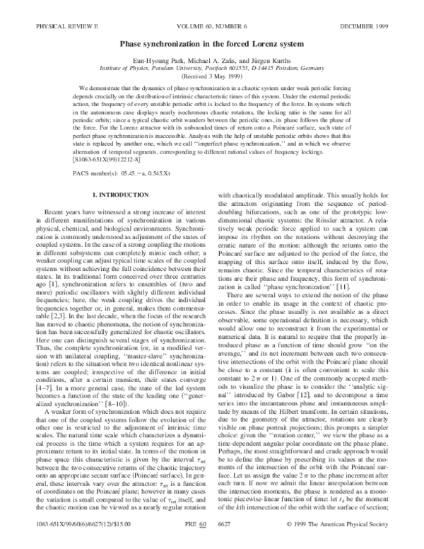 (PDF) Phase synchronization in the forced Lorenz system
