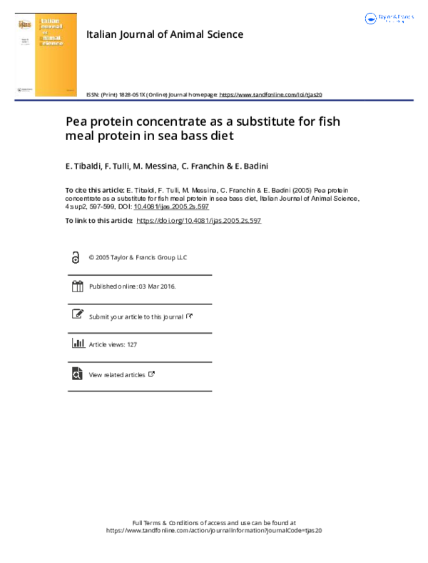 (PDF) Pea protein concentrate as a substitute for fish meal protein in ...