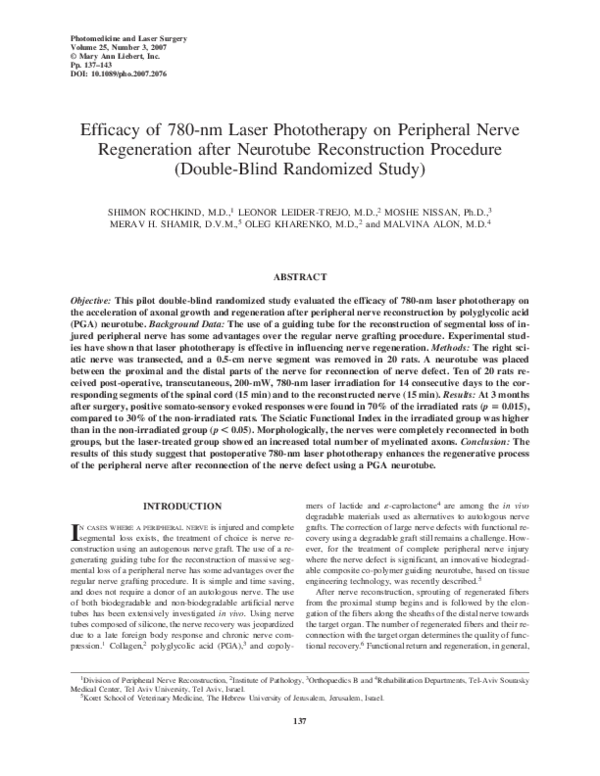 (PDF) Efficacy of 780-nm Laser Phototherapy on Peripheral Nerve ...