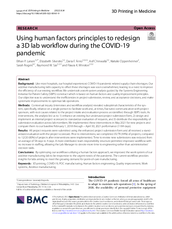 (PDF) Using human factors principles to redesign a 3D lab workflow ...