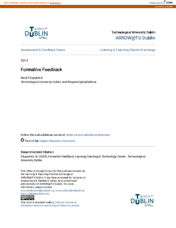(PDF) Formative Feedback