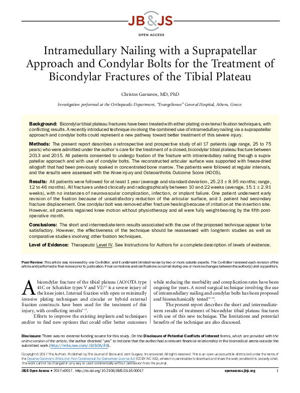 (PDF) Intramedullary Nailing with a Suprapatellar Approach and Condylar ...