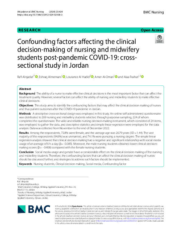 Pdf Confounding Factors Affecting The Clinical Decision Making Of Nursing And Midwifery