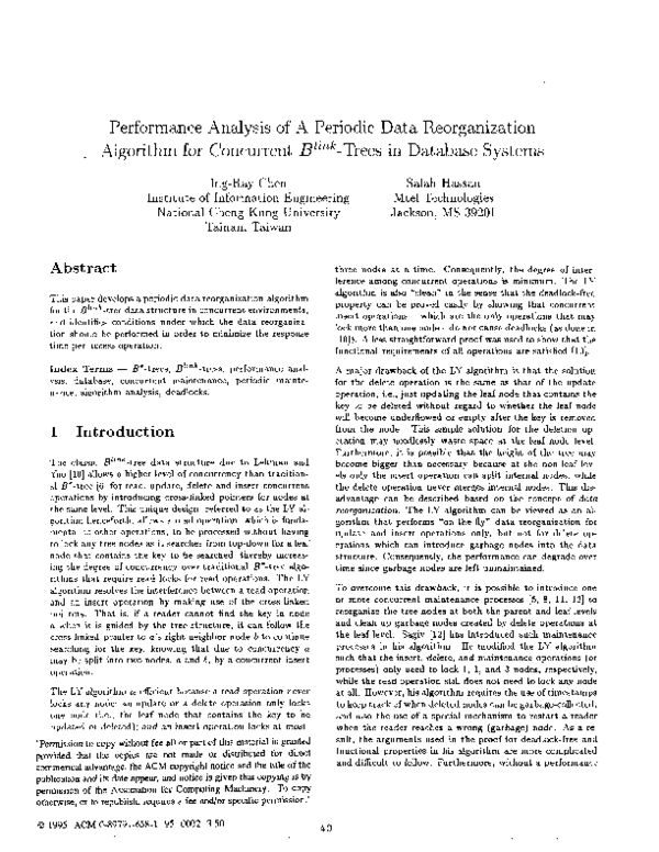 (PDF) Performance analysis of a periodic data reorganization algorithm for concurrent B link ...