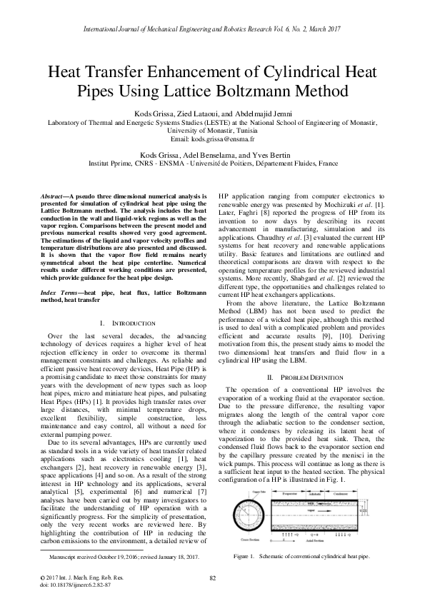 (PDF) Heat Transfer Enhancement of Cylindrical Heat Pipes Using Lattice ...