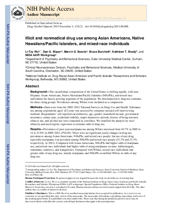 (PDF) Illicit and nonmedical drug use among Asian Americans, Native ...