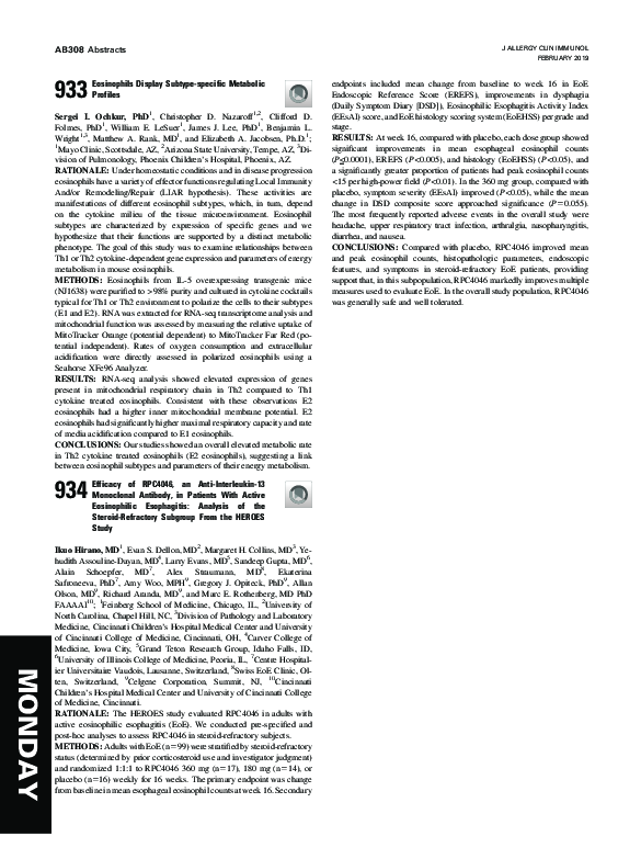 (PDF) Eosinophils Display Subtype-specific Metabolic Profiles