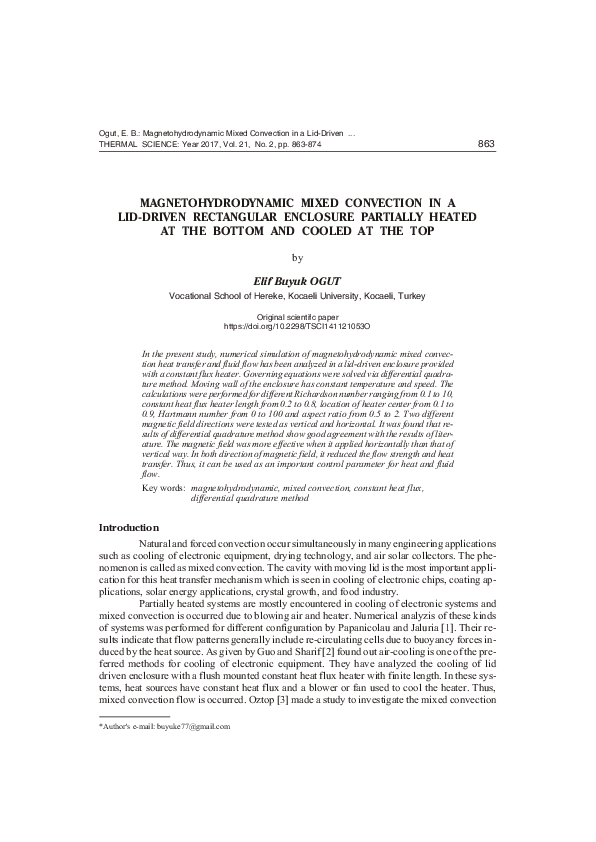 (PDF) Magnetohydrodynamic mixed convection in a lid-driven rectangular enclosure partially ...