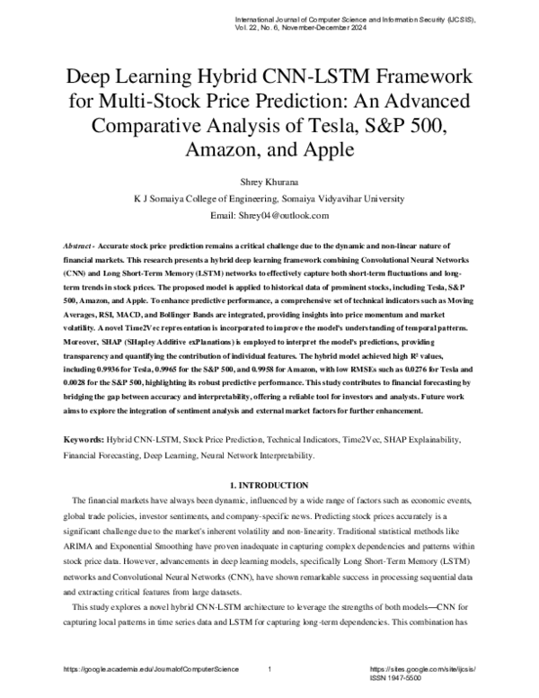 (PDF) Deep Learning Hybrid CNN-LSTM Framework for Multi-Stock Price Prediction: An Advanced ...