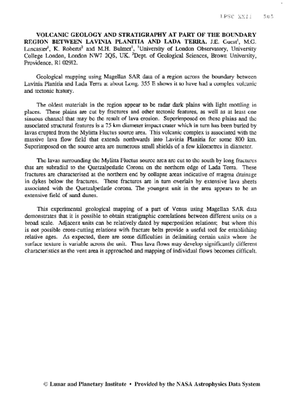 (PDF) Volcanic Geology and Stratigraphy at Part of the Boundary Region ...