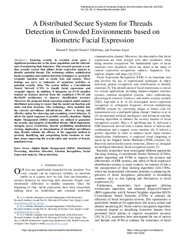 Pdf A Distributed Secure System For Threads Detection In Crowded Environments Based On