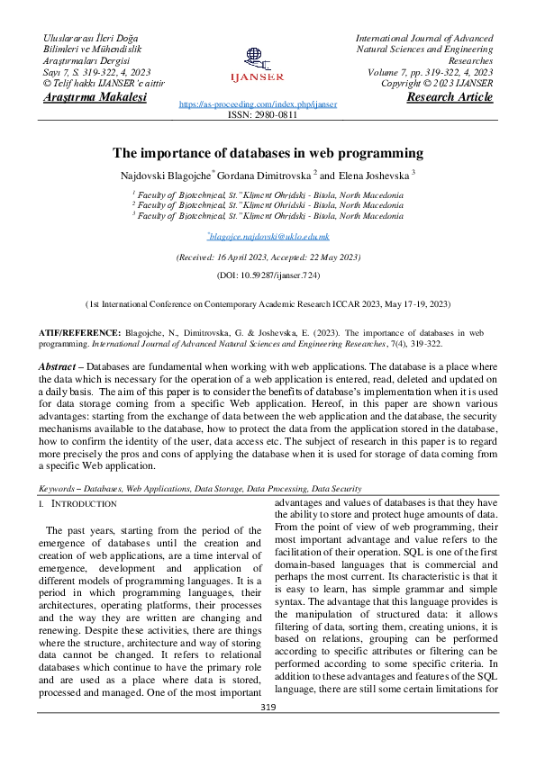 (PDF) The importance of databases in web programming