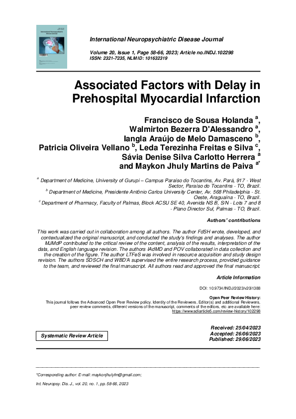 (PDF) Associated Factors with Delay in Prehospital Myocardial Infarction