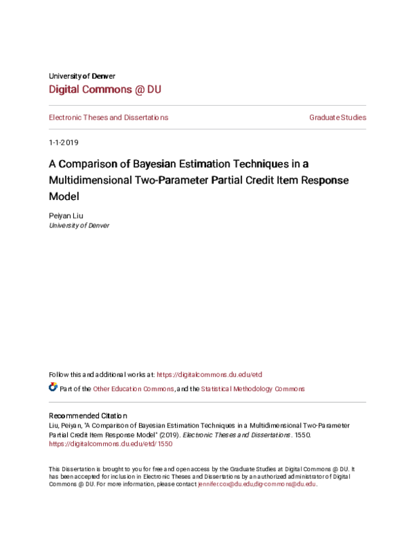 Pdf A Comparison Of Bayesian Estimation Techniques In A