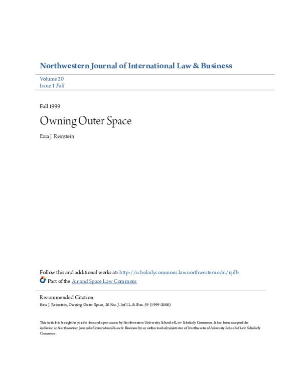 (PDF) Owning Outer Space