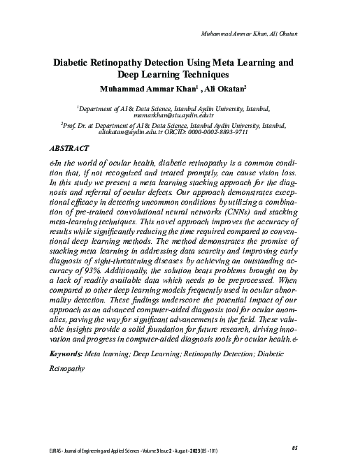 (PDF) Diabetic Retinopathy Detection Using Meta Learning and Deep Learning Techniques