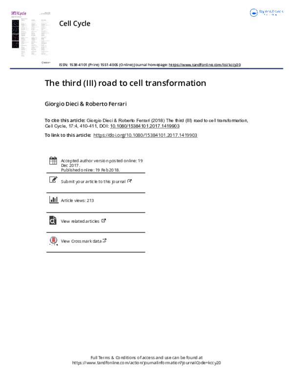 (PDF) The third (III) road to cell transformation