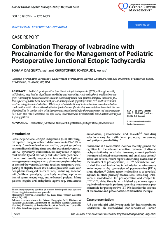 (PDF) Combination Therapy of Ivabradine with Procainamide for the ...