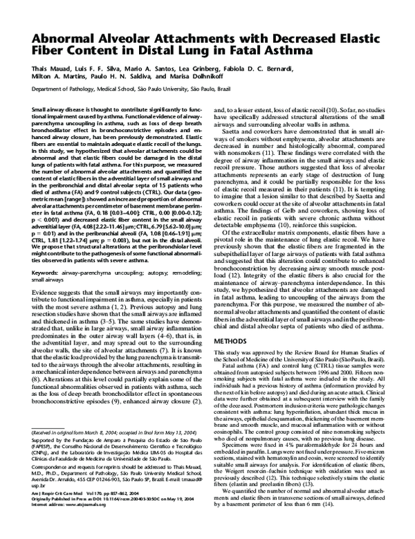 (PDF) Abnormal Alveolar Attachments with Decreased Elastic Fiber ...