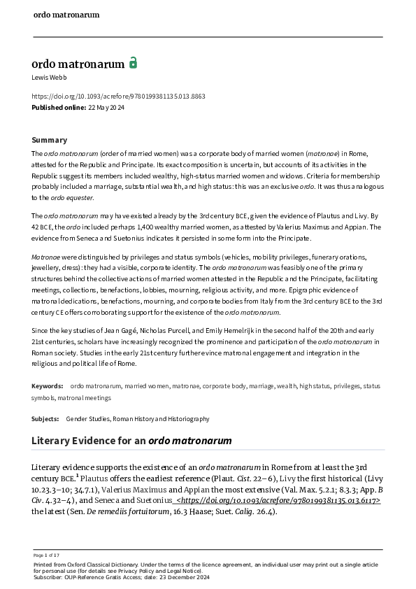 (PDF) ordo matronarum