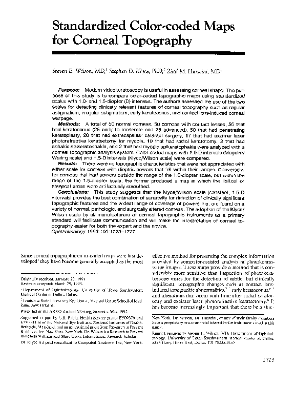 (PDF) Standardized Color-coded Maps for Corneal Topography