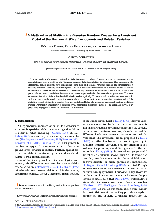 (PDF) A Matérn-Based Multivariate Gaussian Random Process for a Consistent Model of the ...