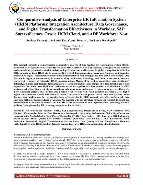 (PDF) Comparative Analysis of Enterprise HR Information System (HRIS ...
