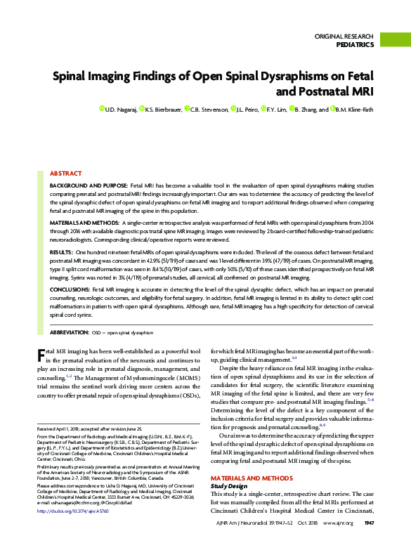 (PDF) Spinal Imaging Findings of Open Spinal Dysraphisms on Fetal and ...
