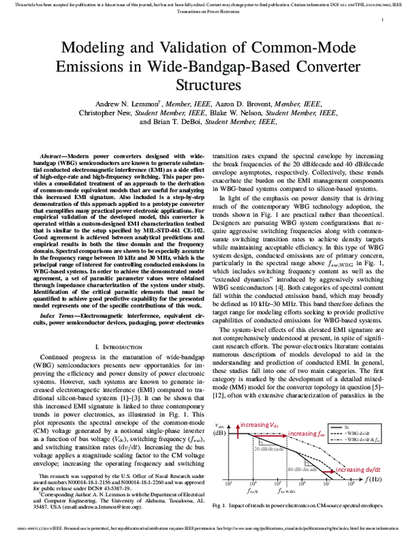 (PDF) Modeling and Validation of Common-Mode Emissions in Wide Bandgap ...