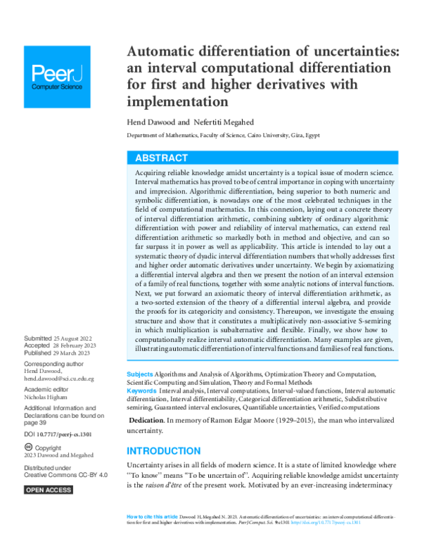 (PDF) Automatic differentiation of uncertainties: an interval ...