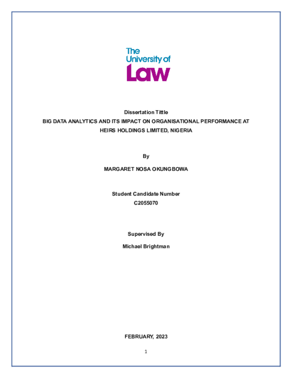 (PDF) Big Data Analytics and Its Impact on Organisational Performance