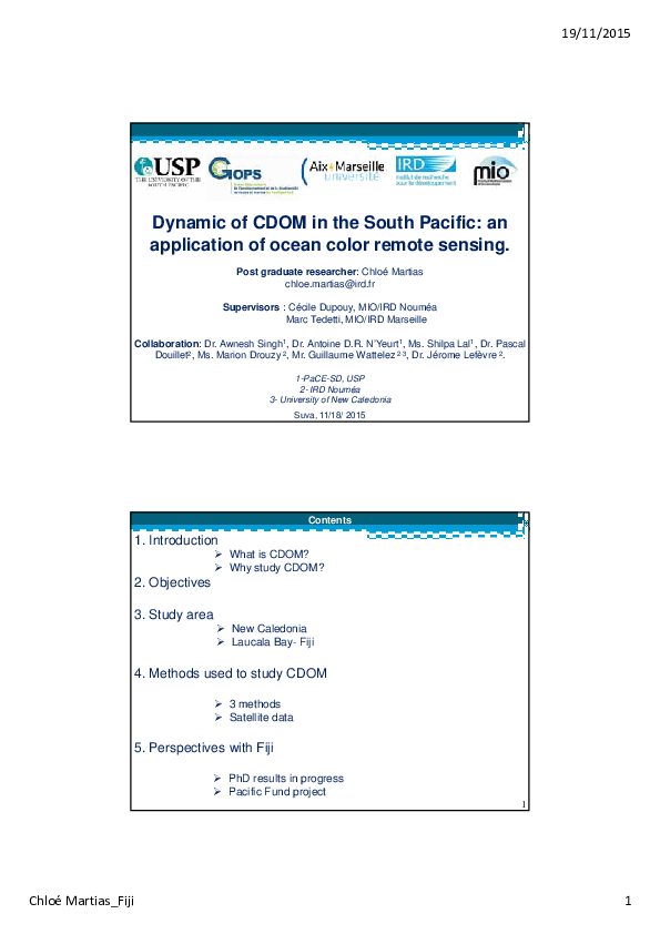 (PDF) Dynamic of CDOM in the South Pacific: an application of ocean ...