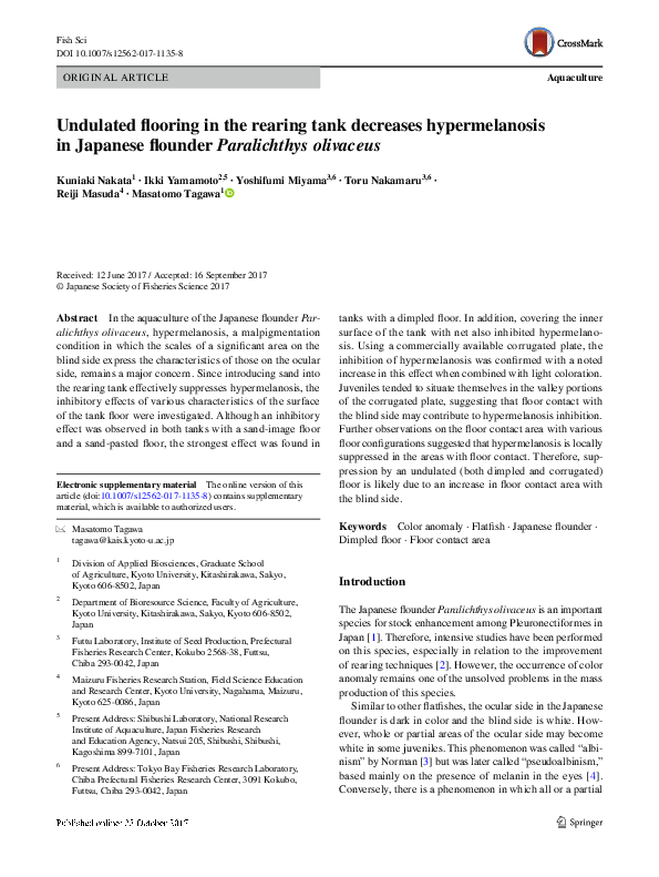 (PDF) Undulated flooring in the rearing tank decreases hypermelanosis ...