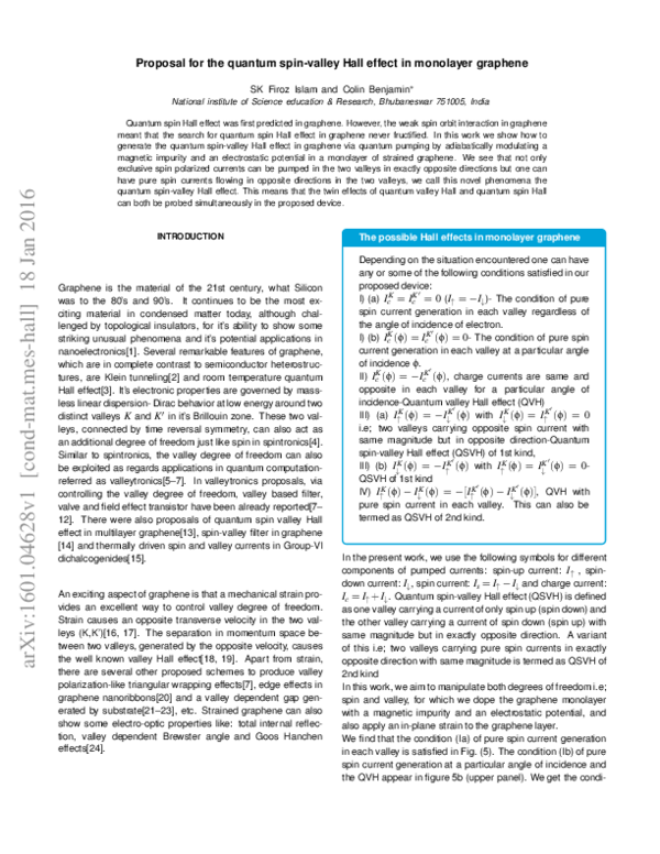 (PDF) Proposal for the quantum spin-valley Hall effect in monolayer ...