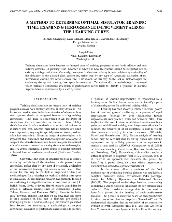 (PDF) A method to determine optimal simulator training time: Examining ...