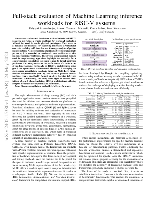 (PDF) Full-stack evaluation of Machine Learning inference workloads for RISC-V systems