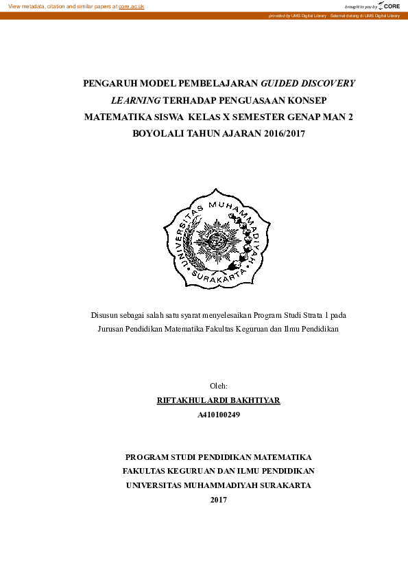 (PDF) Pengaruh Model Pembelajaran Guided Discovery Learning Terhadap Penguasaan Konsep ...
