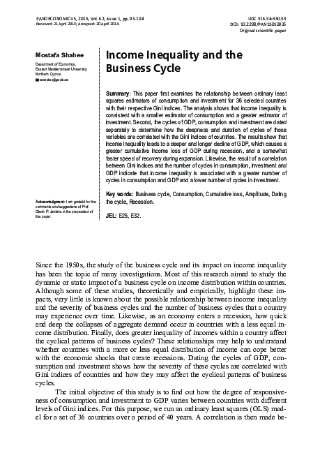 (PDF) Income inequality and the business cycle