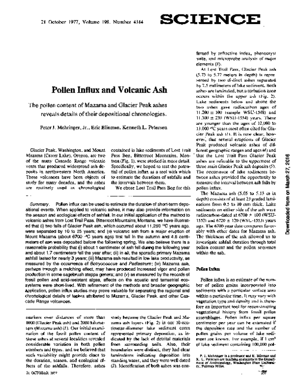 (PDF) Pollen Influx and Volcanic Ash