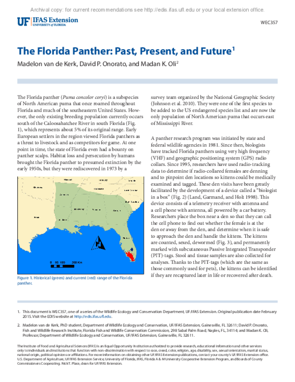 (PDF) Florida Panther: Past, Present, and Future