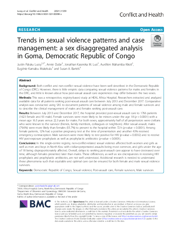 (PDF) Trends in sexual violence patterns and case management: a sex ...