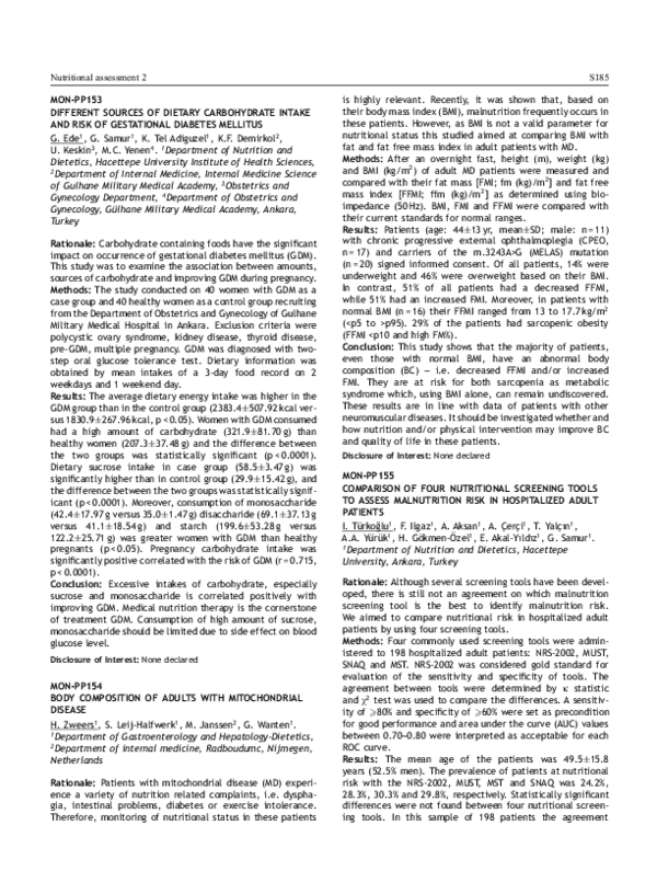 (PDF) MON-PP155: Comparison of Four Nutritional Screening Tools to ...