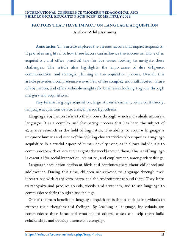 (PDF) Factors That Have Impact on Language Acquisition